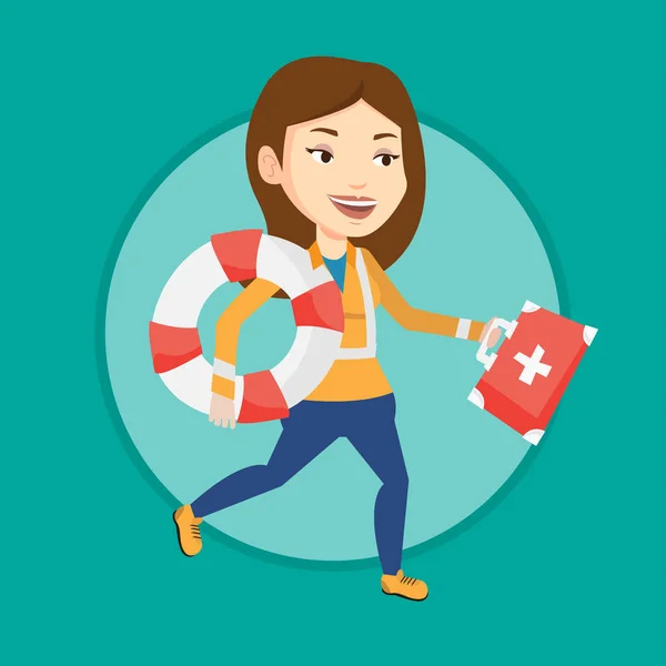 Paramedic running with first aid box. Stock Vector Image by ...