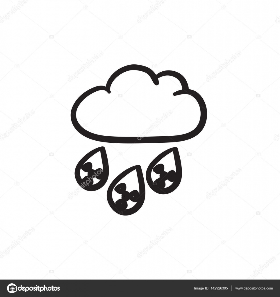 Radioactive cloud and rain sketch icon. Stock Vector by ...
