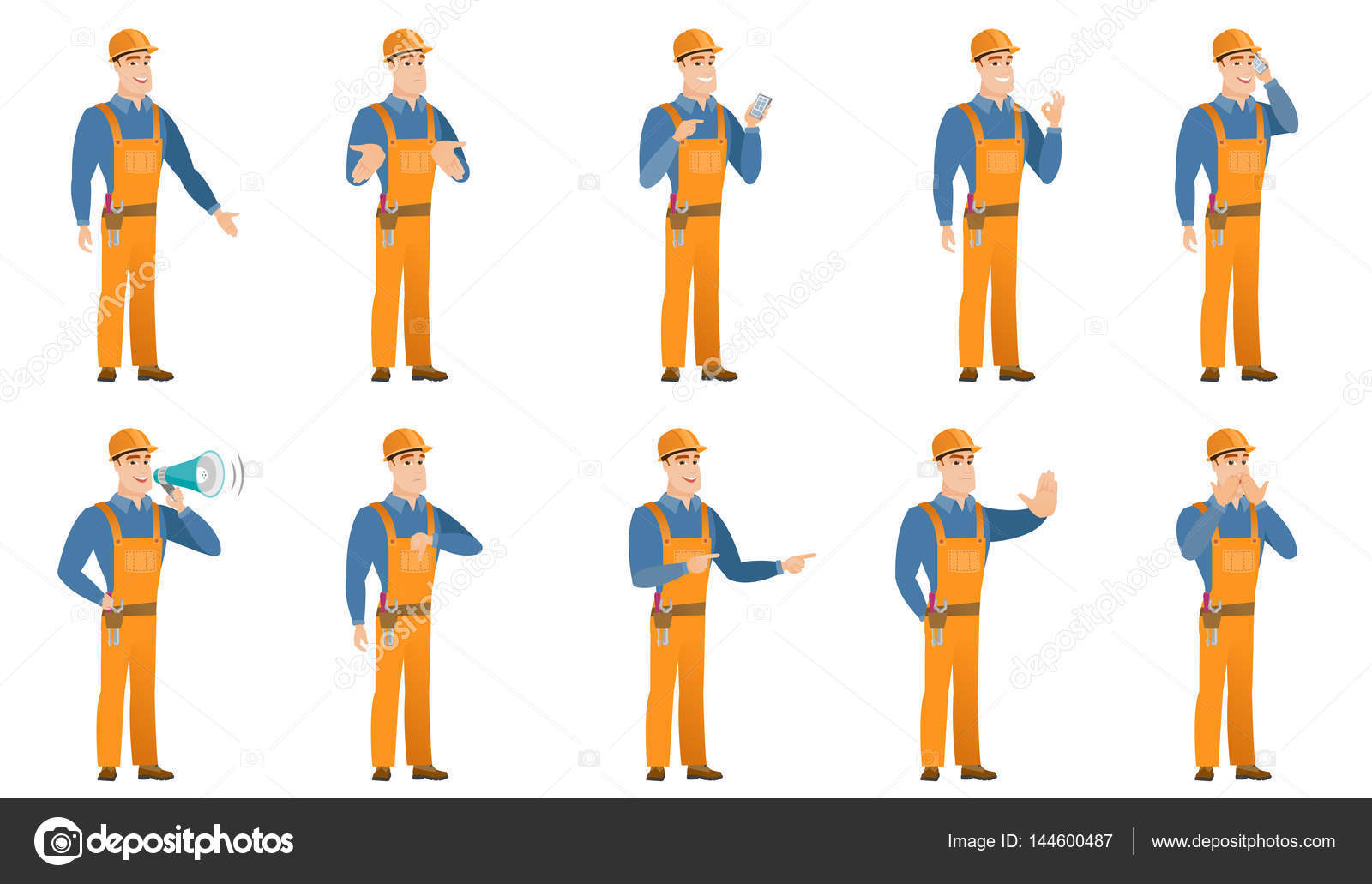 Vector set of builder characters. Stock Vector Image by ...