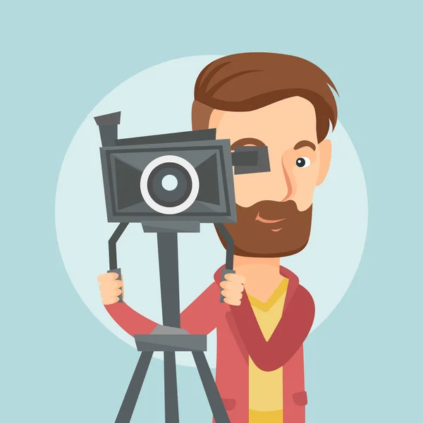 Cartoon man with movie camera — Stock Vector © acidburn #6737465