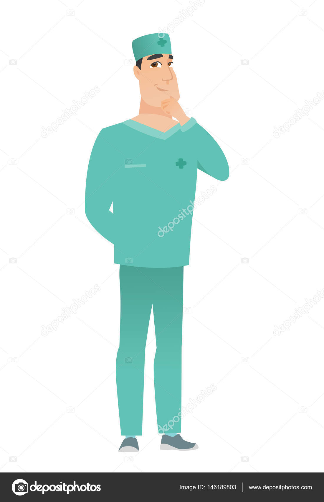 Caucasian doctor thinking vector illustration Stock Vector Image by ...