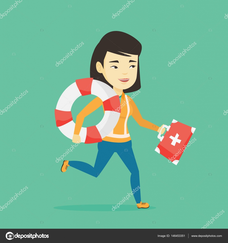 Paramedic running with first aid box. Stock Vector Image by ...