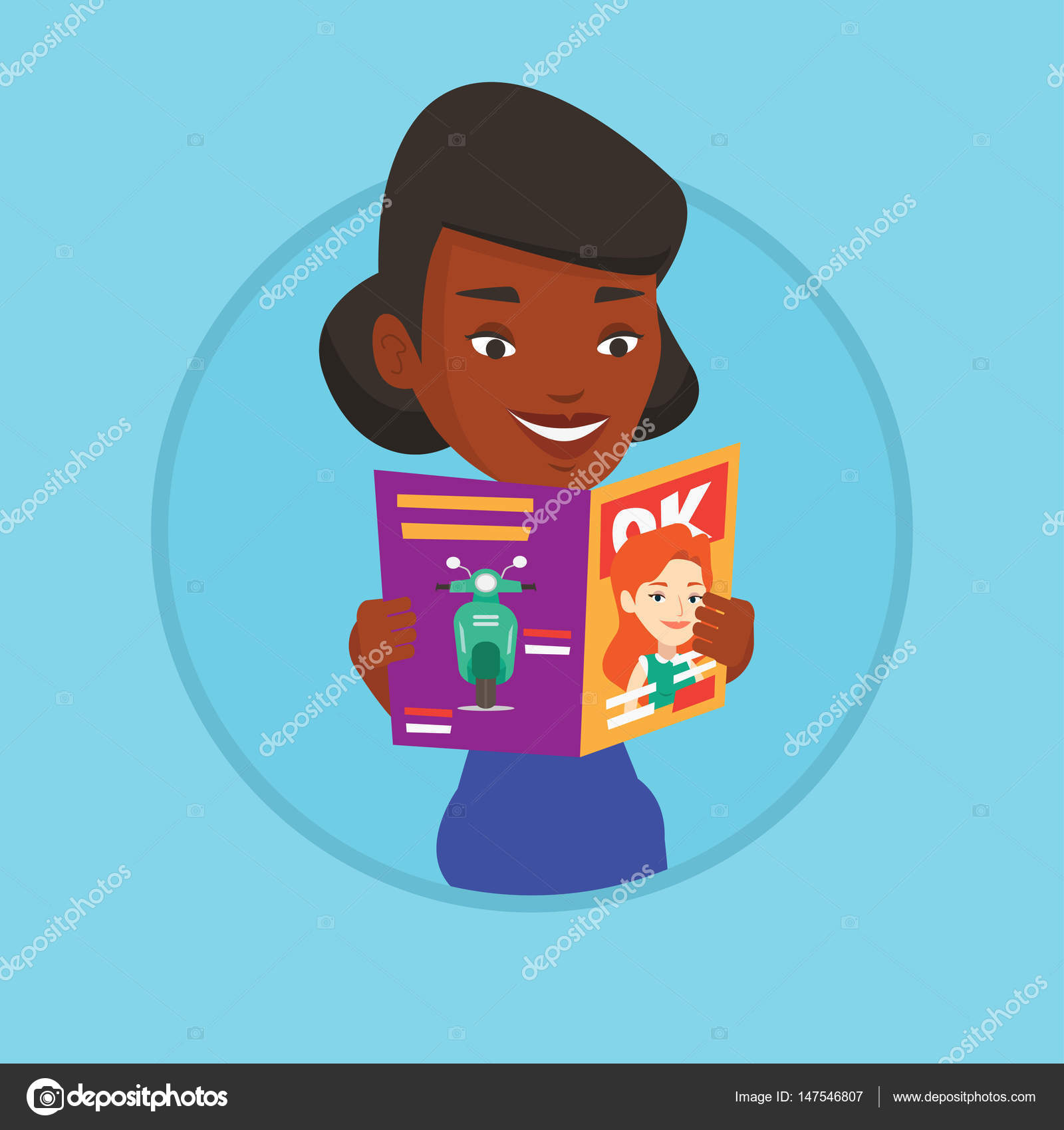 Woman reading magazine vector illustration. Stock Vector by ...