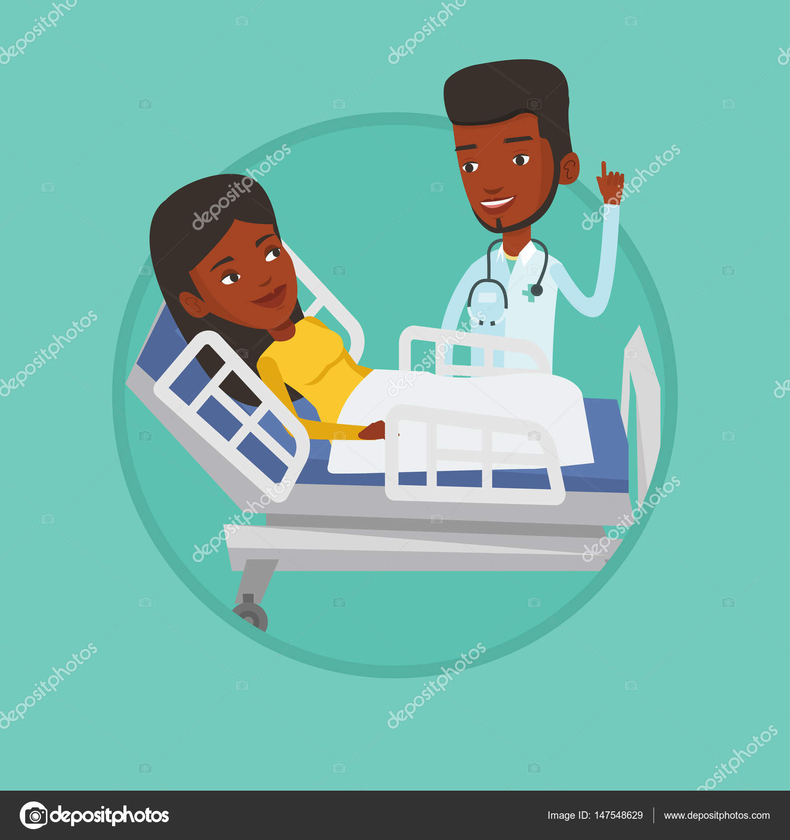 Doctor visiting patient vector illustration. Stock Vector by ...