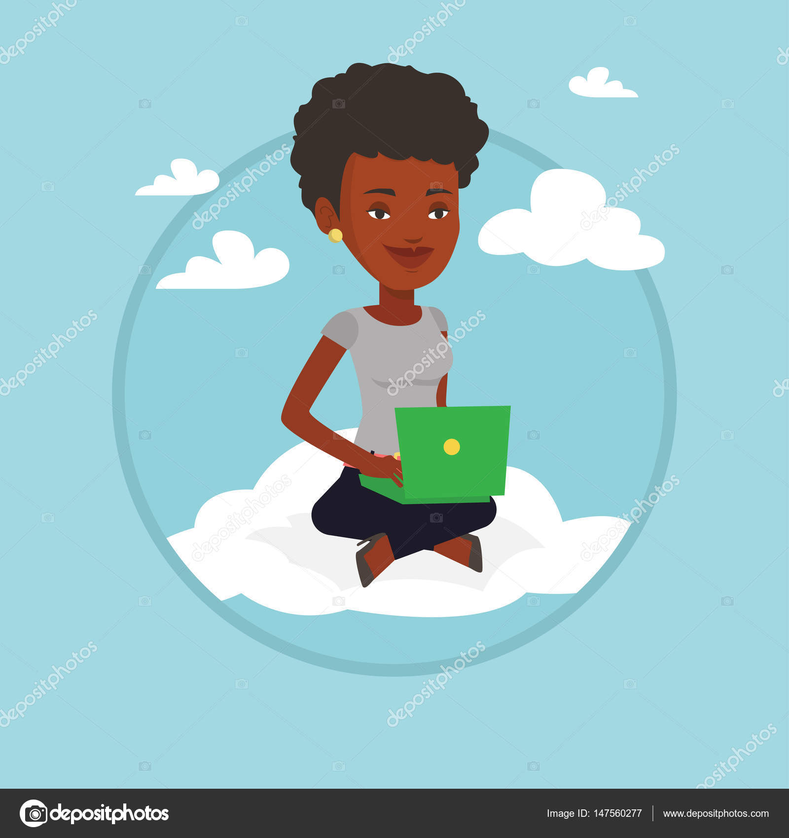Woman using cloud computing technology. Stock Vector Image by ©VisualGeneration #147560277