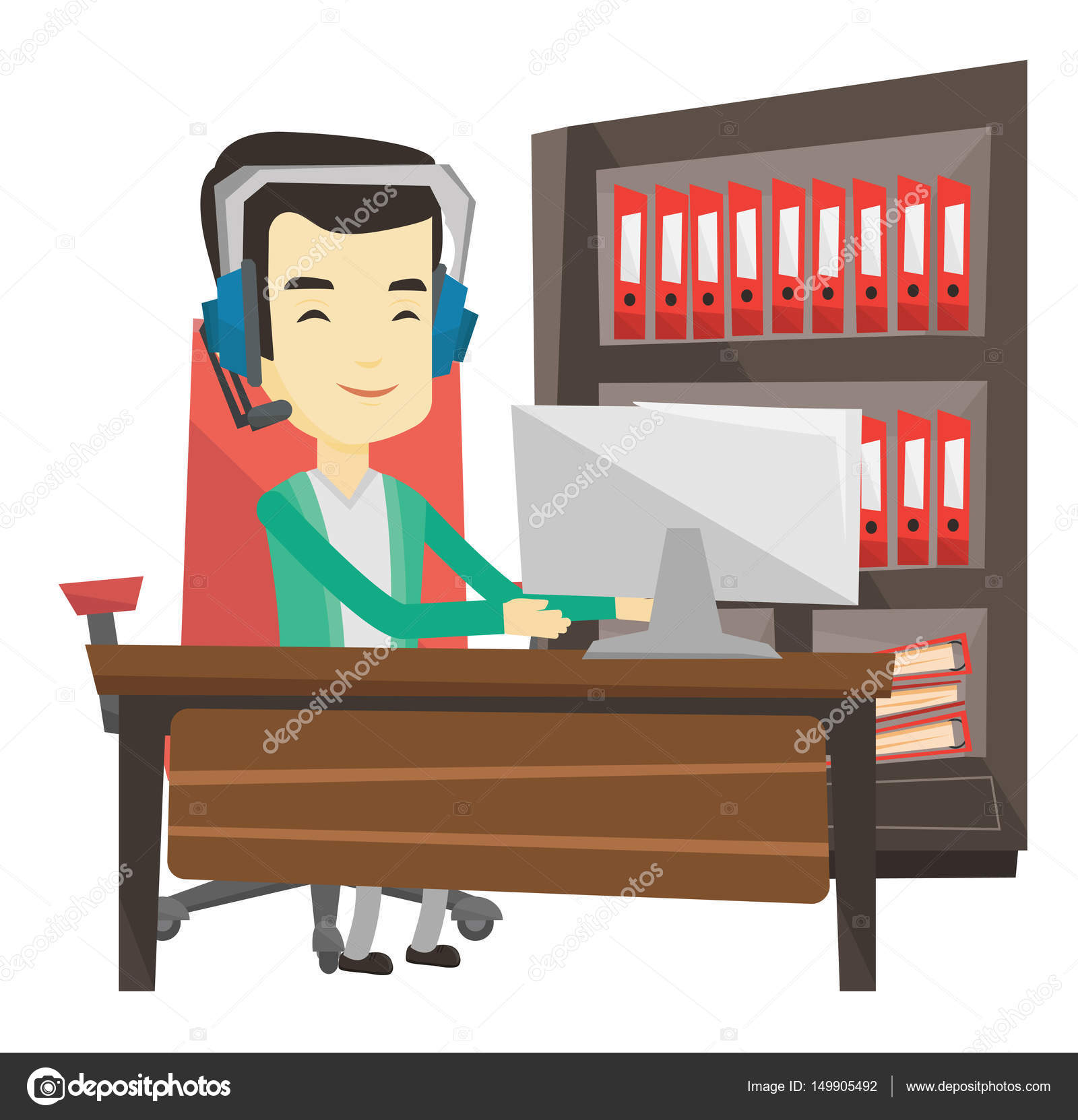 Man playing computer game vector illustration. Stock Vector Image by ...