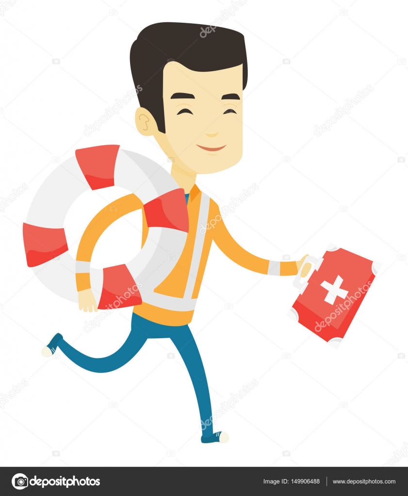Paramedic running with first aid box. Stock Vector Image by ...