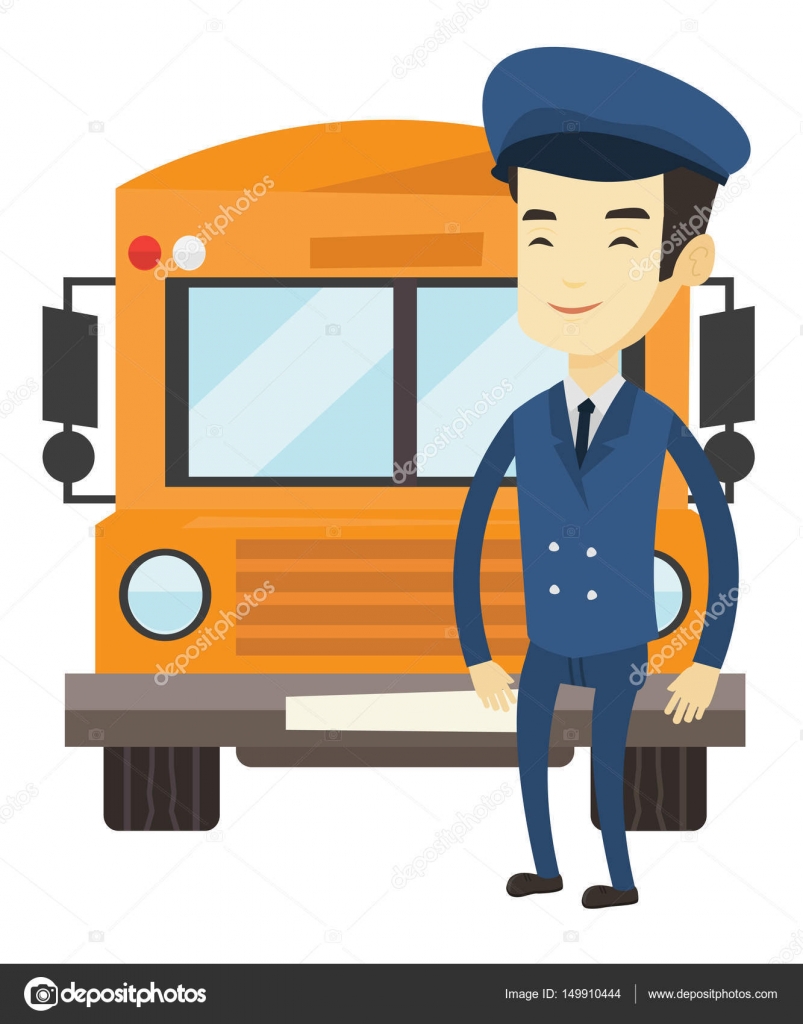 Imágenes Animadas De Conductor De Autobus Ilustración De Vector De