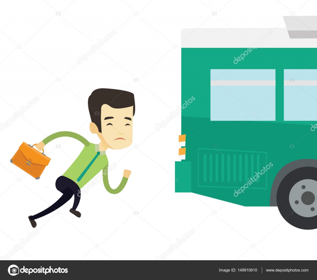 Latecomer man running for the bus. Stock Vector Image by ...