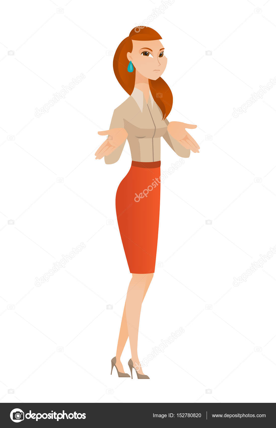 Confused business woman shrugging shoulders. Stock Vector Image by ...