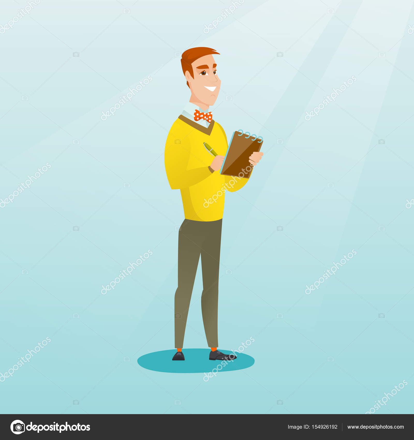 Cartoon Reporter And Notepad