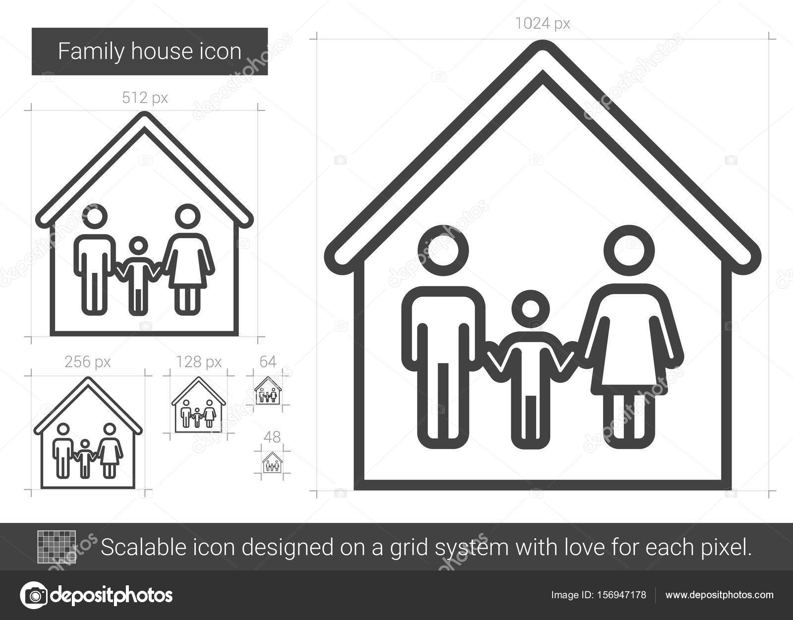 Family house line icon. Stock Vector by ©VisualGeneration 156947178
