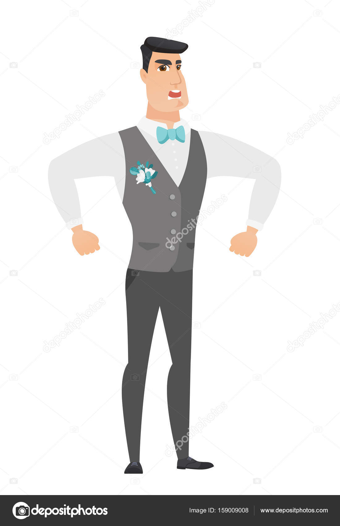 Young caucasian angry groom screaming. Stock Vector Image by ...