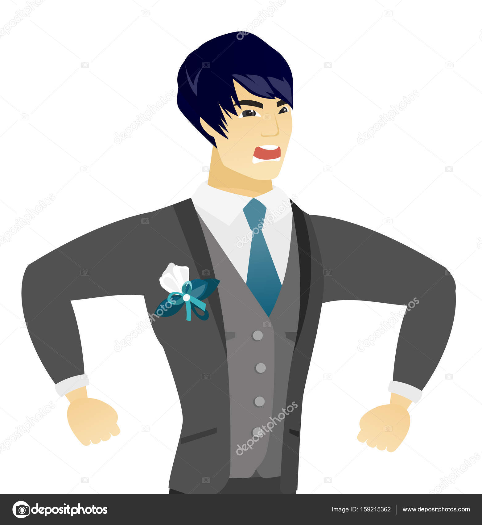 Young asian angry groom screaming. Stock Vector Image by ...