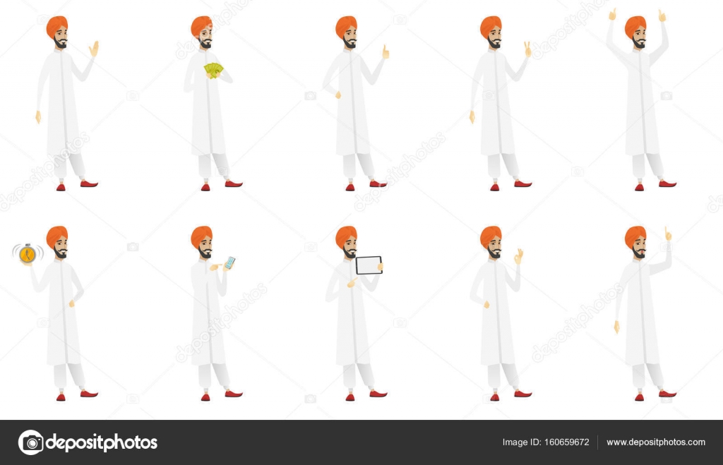Muslim businessman vector illustrations set. Stock Vector Image by ...