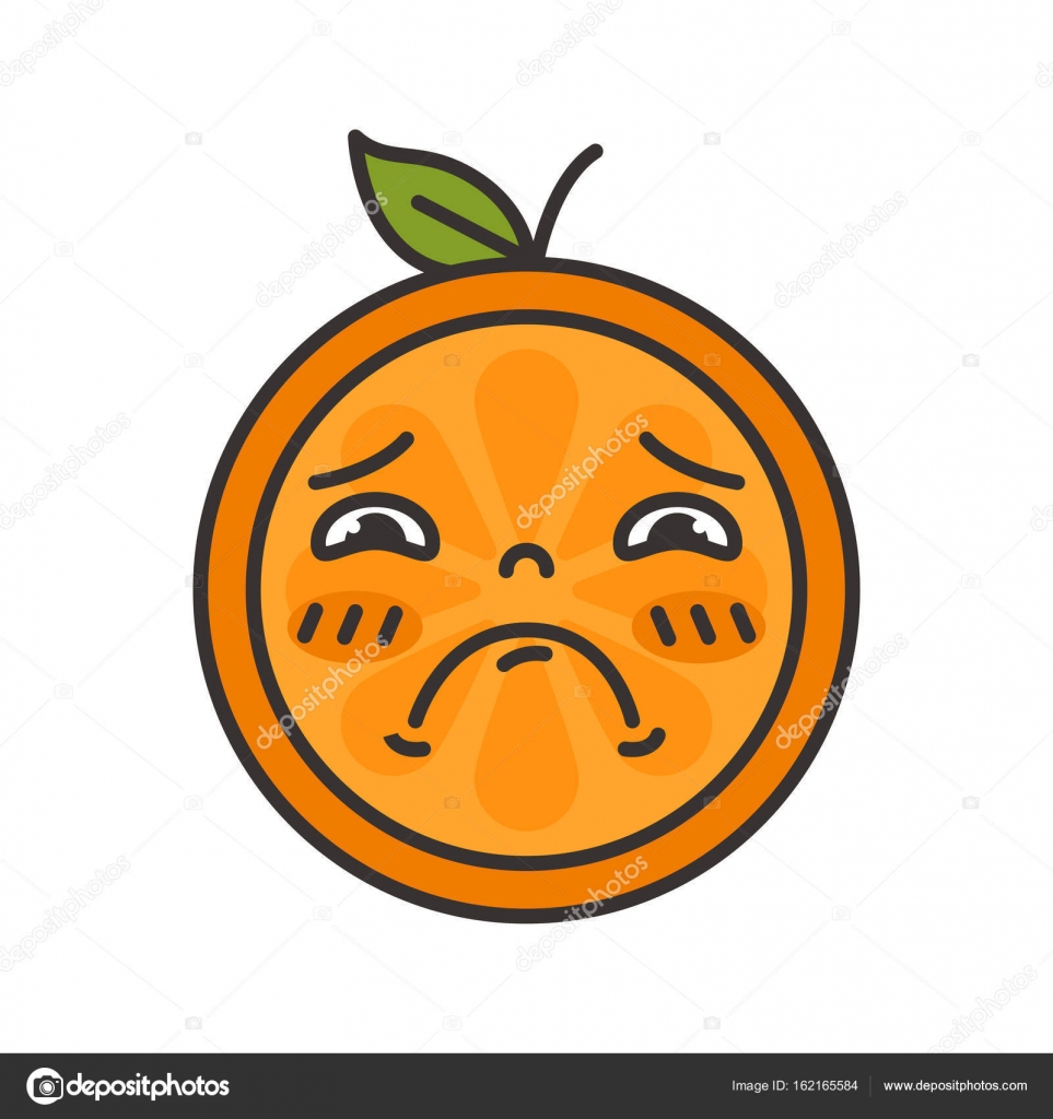 Orange Sad Face Smiley Knopf (Emoji/Emoticon) Böses Gesicht In Rot