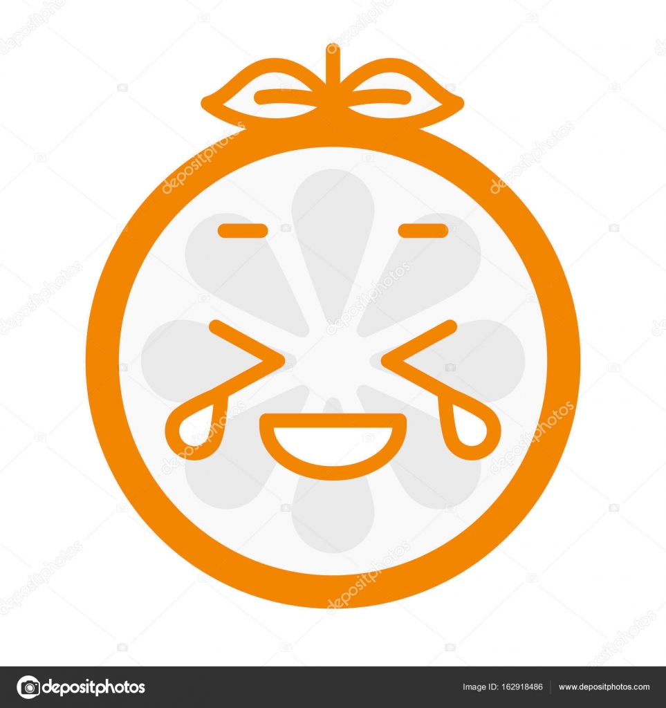 Emoji - riendo con lágrimas sonrisa naranja. Vector aislado . Vector de ...