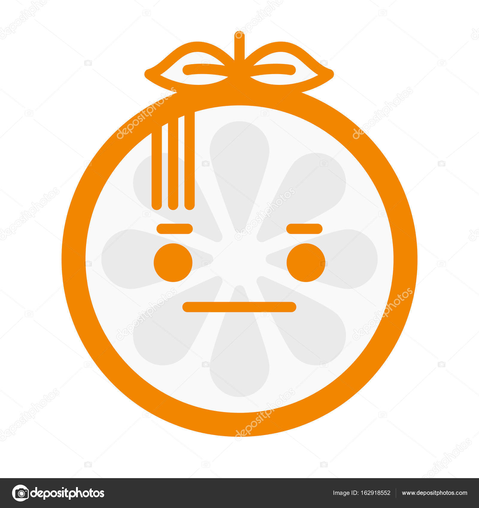 Emoji - sin palabras sonrisa naranja recta. Vector aislado . Vector de ...
