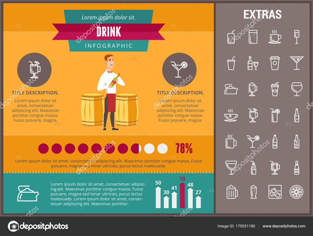 Drink infographic template, elements and icons. — Stock Vector ...