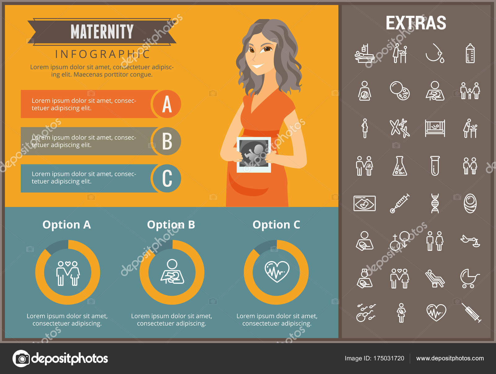 Maternity infographic template, elements and icons Stock Illustration ...