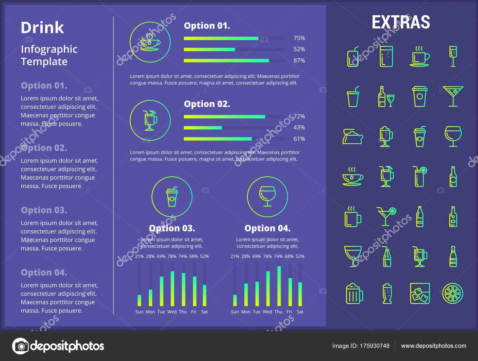Drink infographic template, elements and icons. Stock Vector by ...