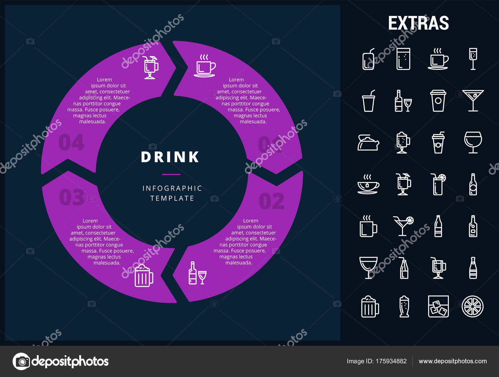 Drink infographic template, elements and icons. Stock Vector Image by ...