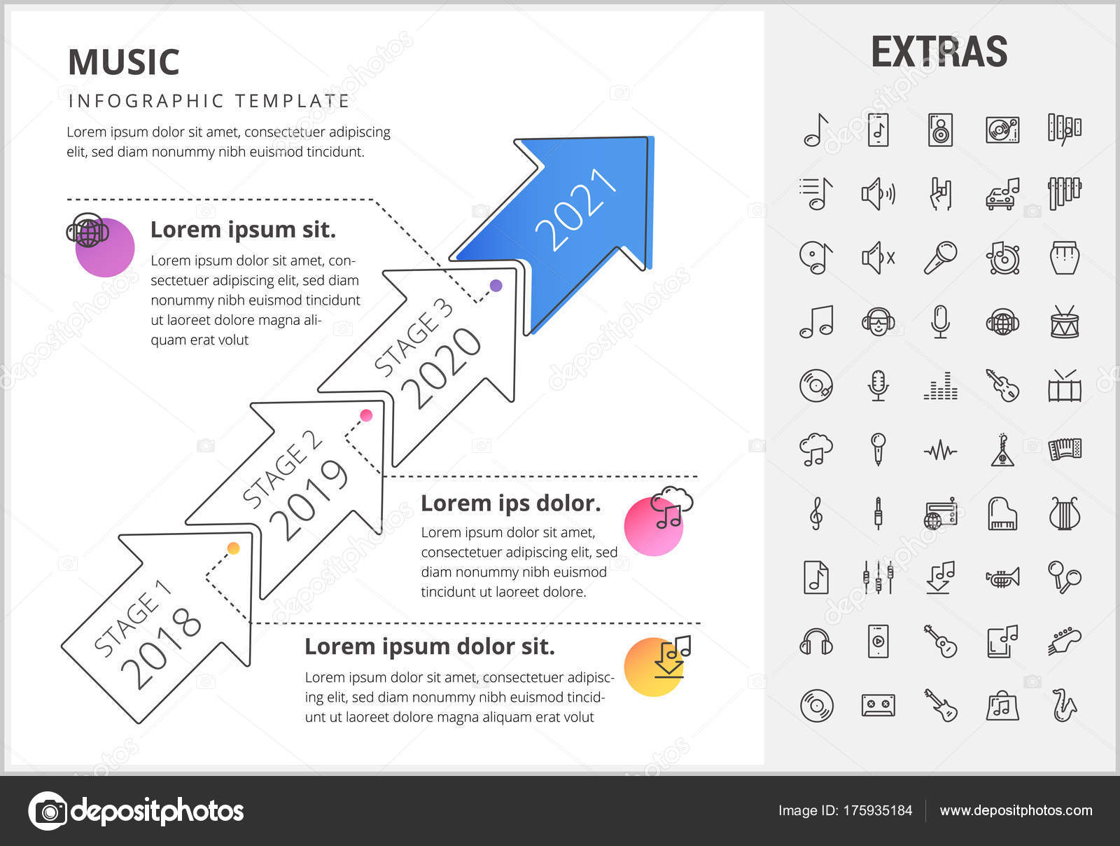 Music infographic template, elements and icons. — Stock Vector ...