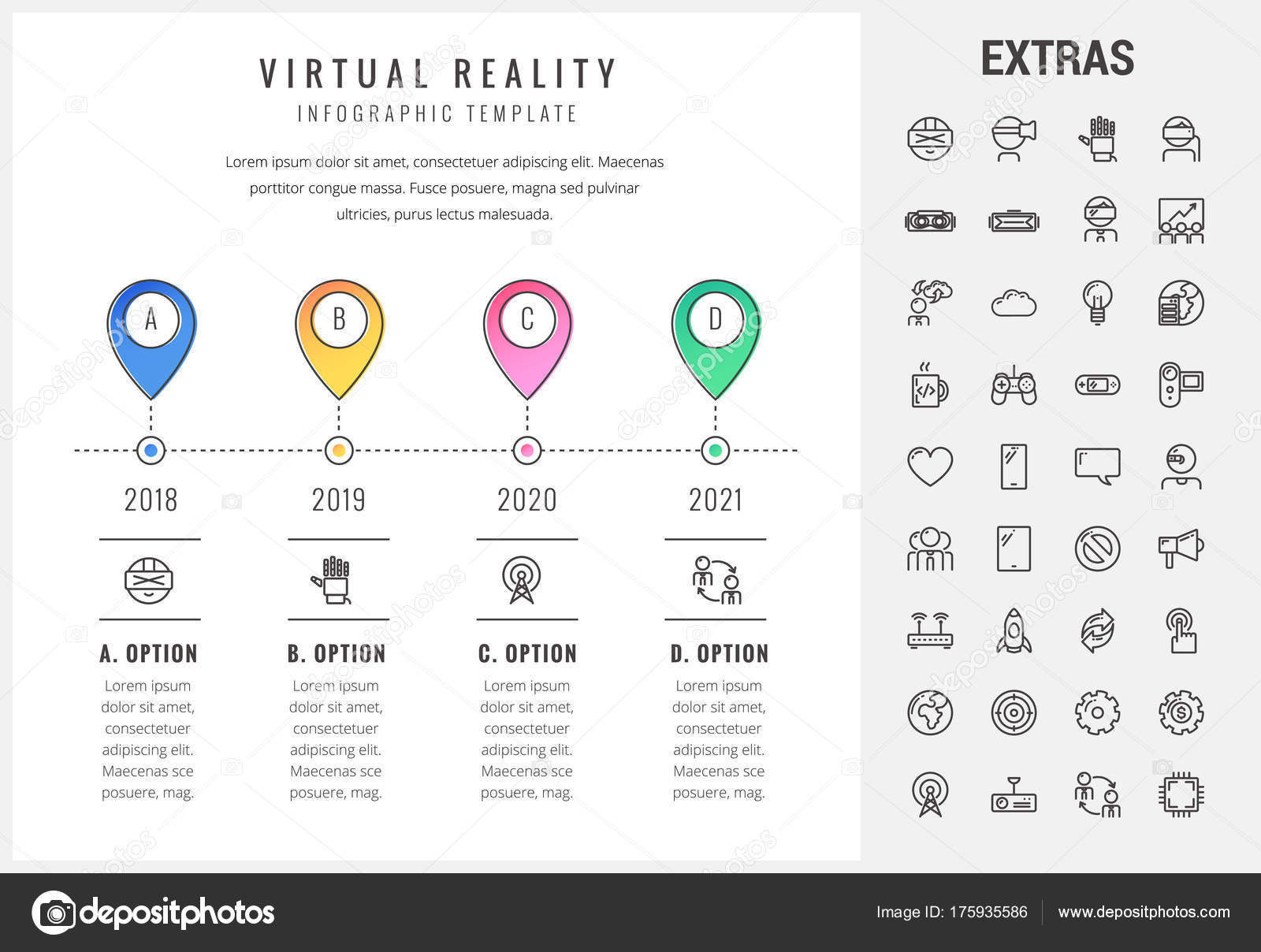 Virtual reality infographic template and elements. — Stock Vector ...