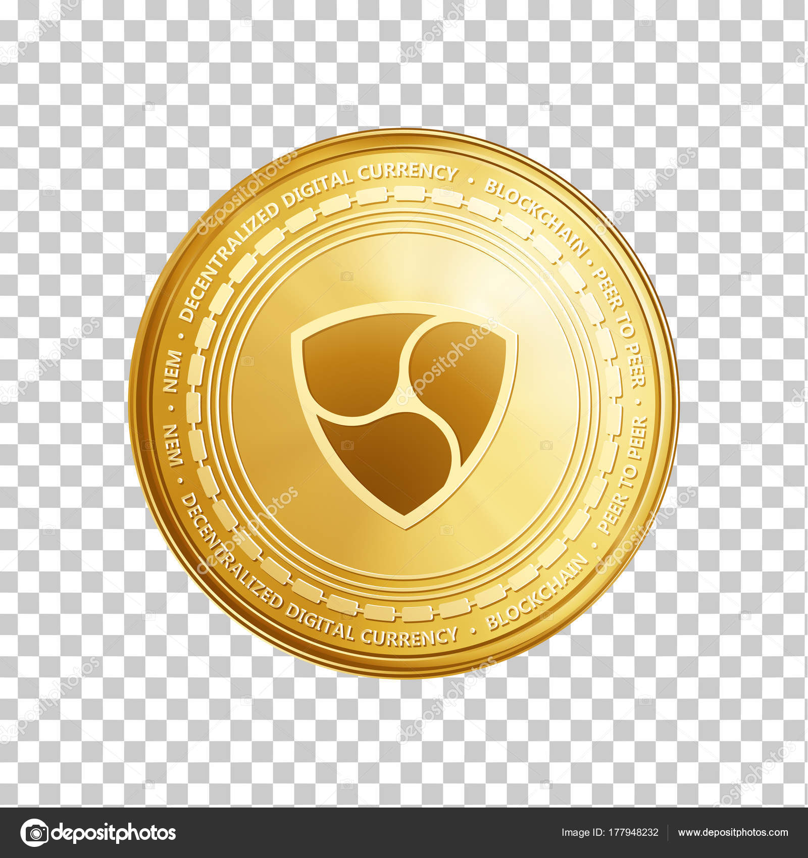 Golden NEM blockchain coin symbol. Stock Vector Image by ...