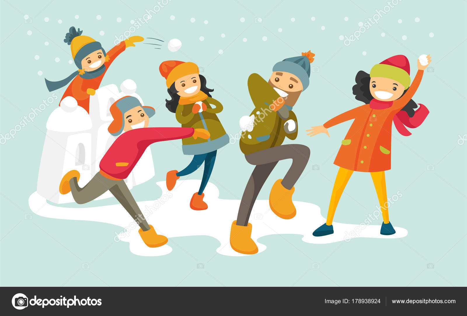 Cosby Show Snowball Fight Clipart
