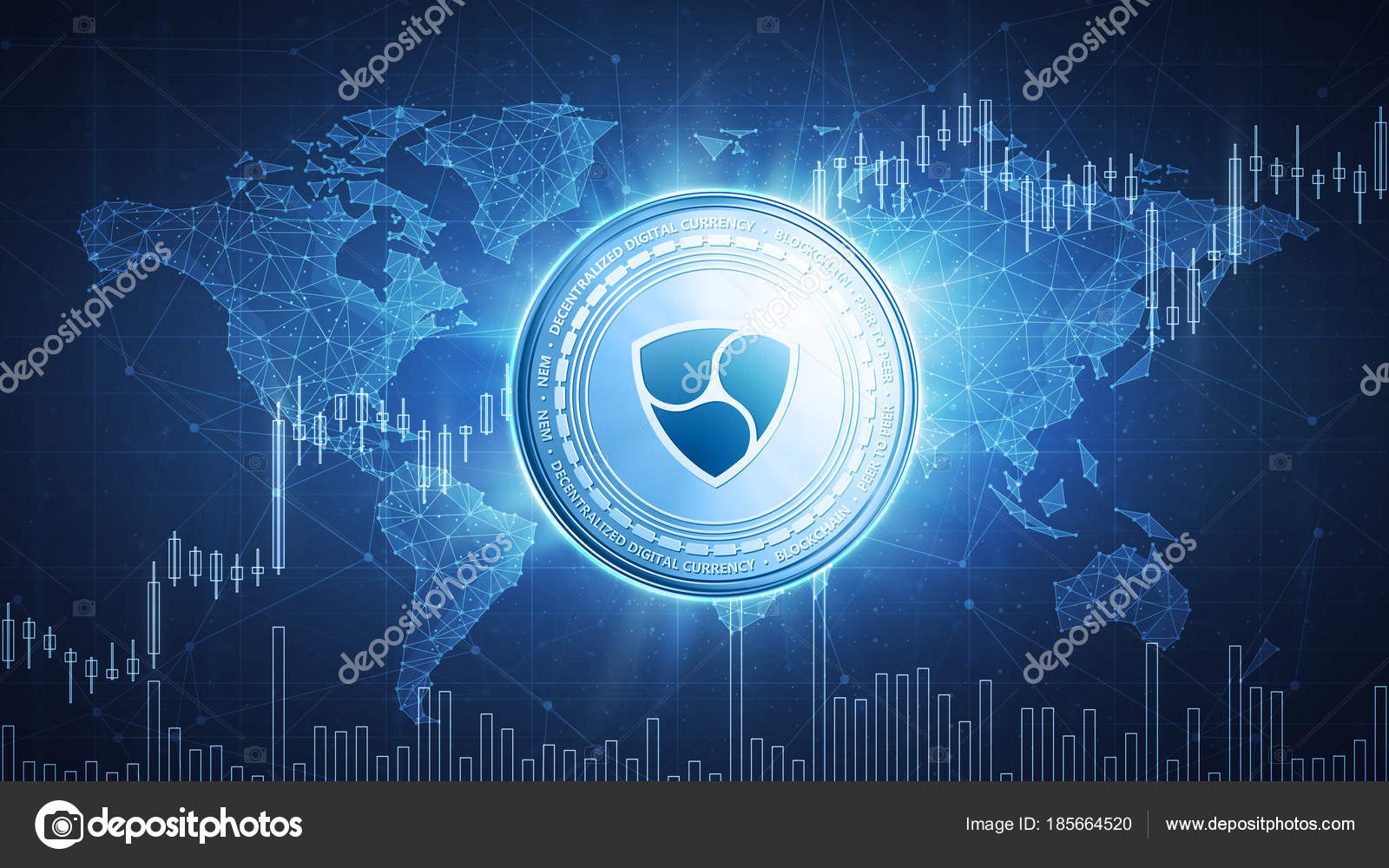 NEM coin on hud background with bull stock chart. Stock Photo by ...