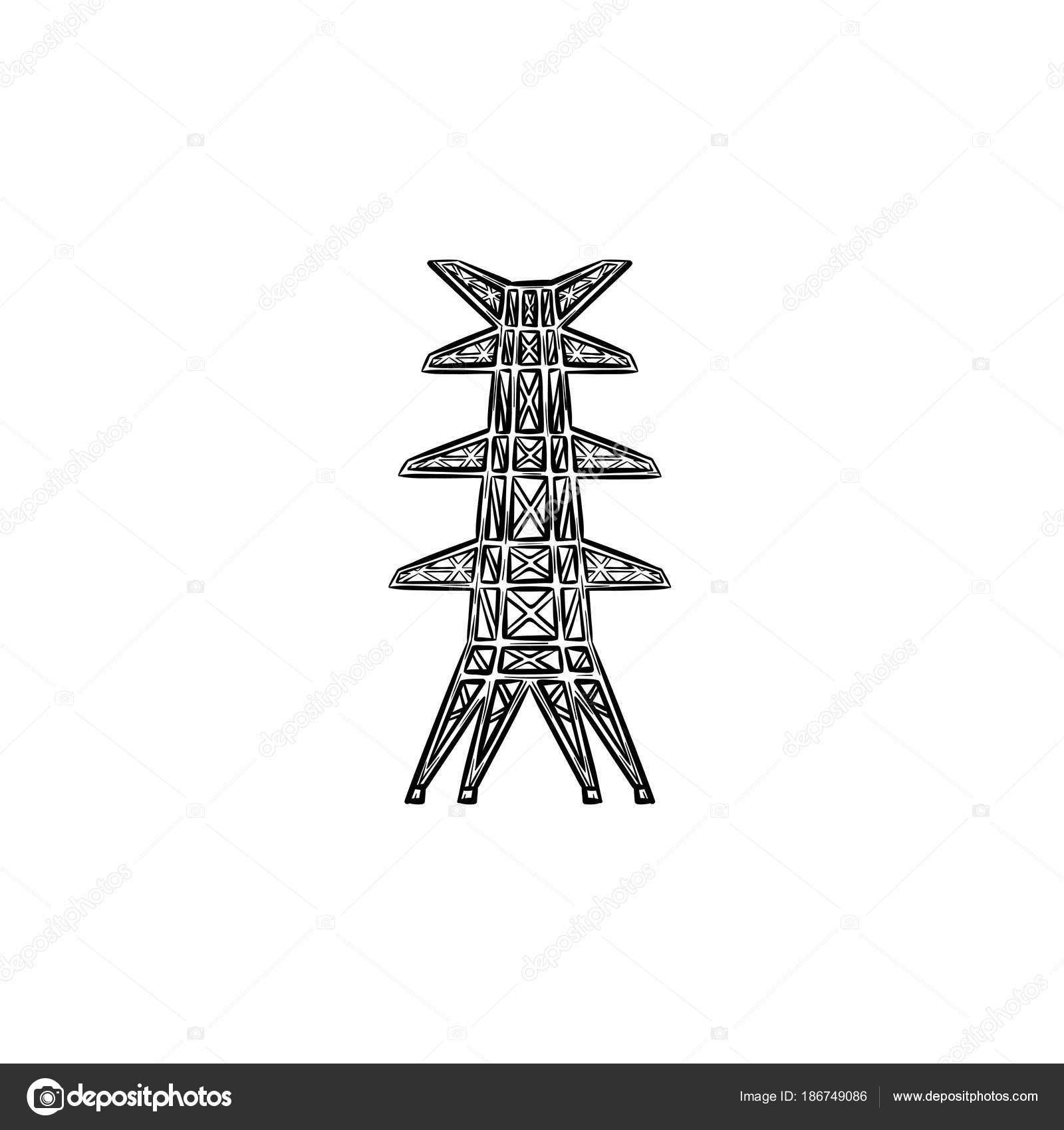 Electric tower hand drawn sketch icon. Stock Vector by ...
