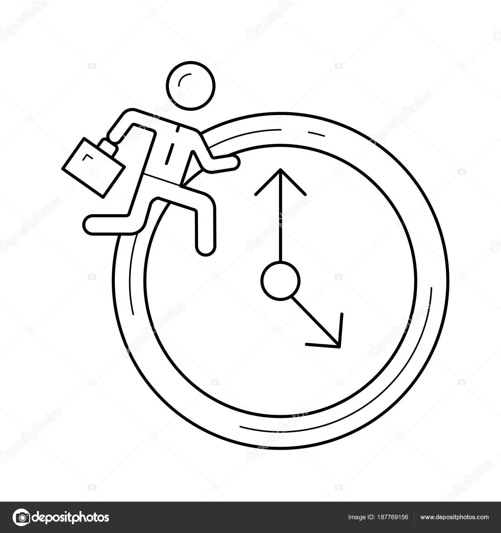 Man running on clock background vector line icon. Stock Vector by ...
