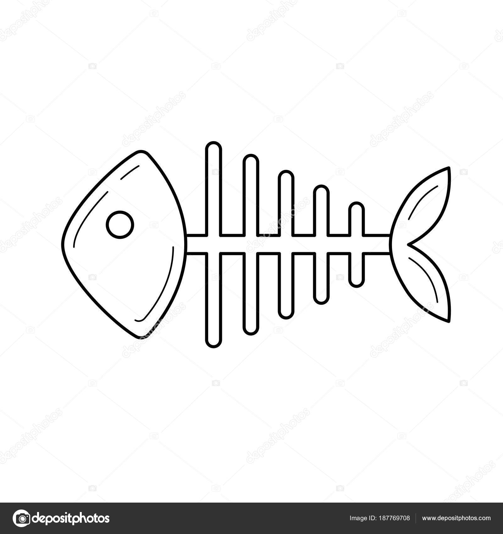 Rotten fish skeleton vector line icon. Stock Vector Image by ...