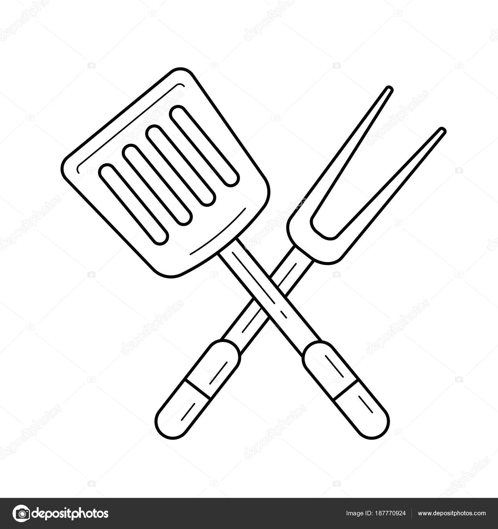 BBQ tools vector line icon. Stock Vector Image by ©VisualGeneration ...