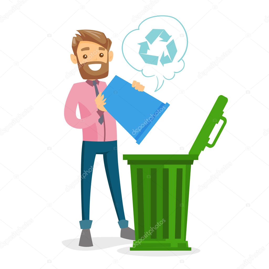 Mujer con papelera de reciclaje y bote de basura. 2023 Mujer con papelera de reciclaje y bote de basura. 2023