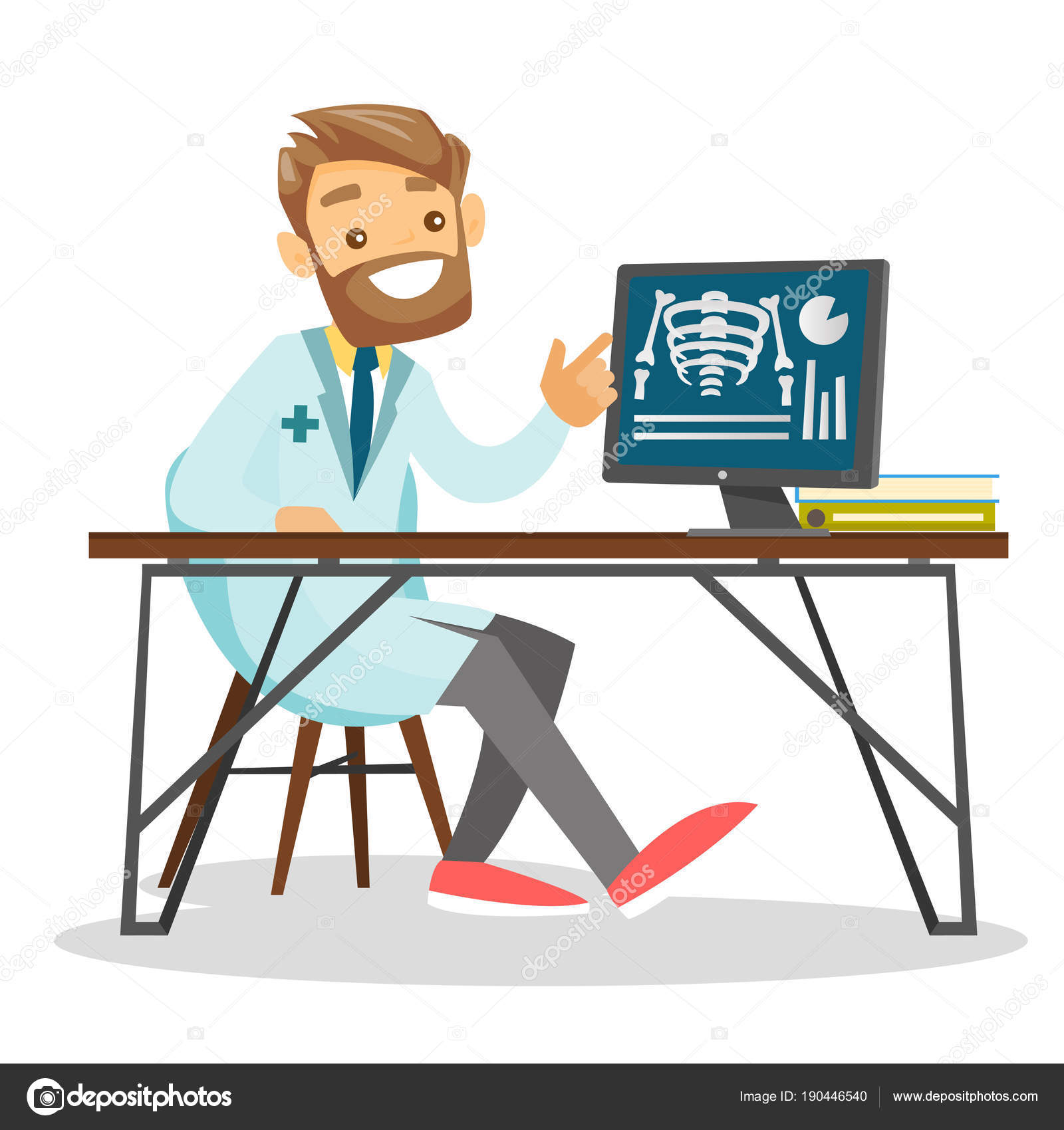 Caucasian radiologist doctor examining radiograph. Stock Vector Image ...