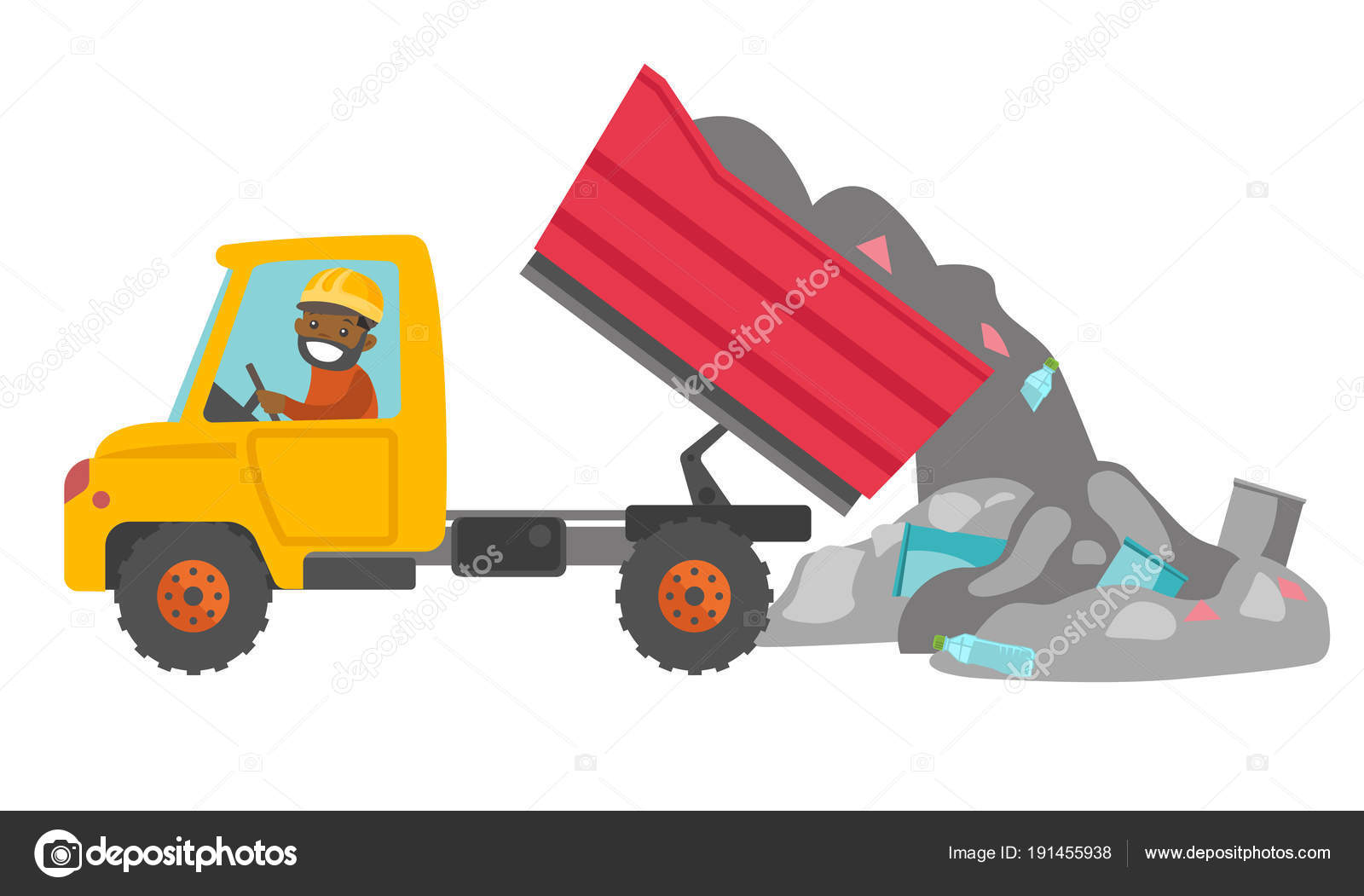 Worker and bulldozer at rubbish dump. Stock Vector Image by ...