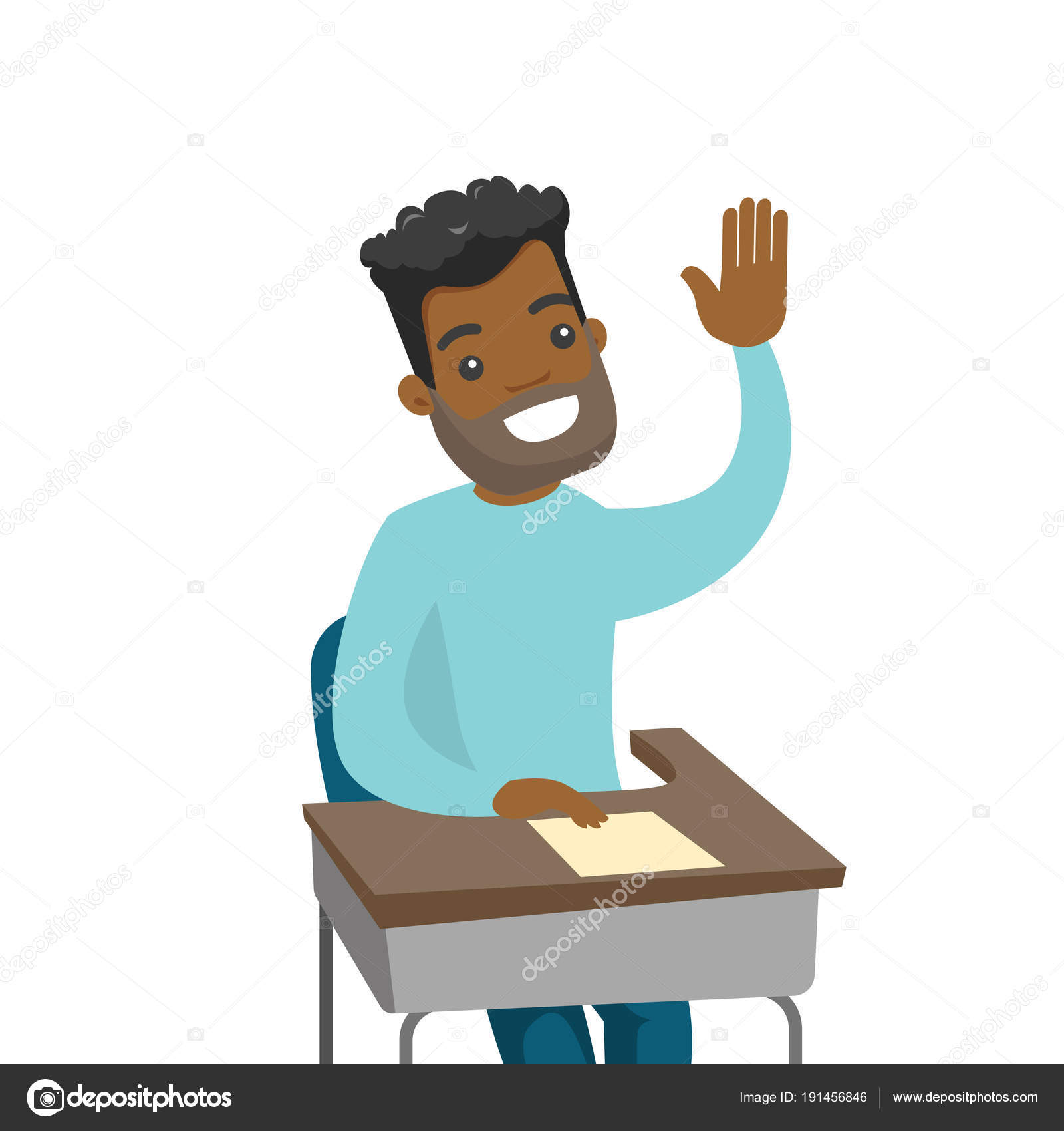 Student Raising Hand In Class Cartoon