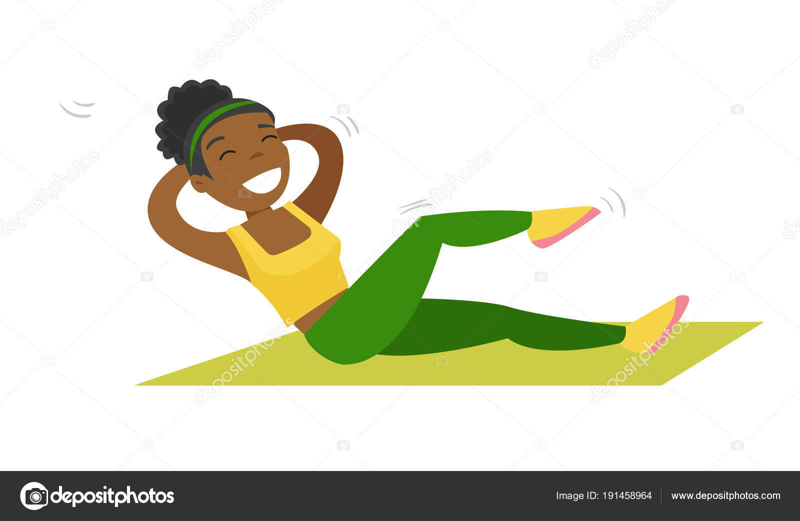 Young african-american woman doing crunches. Stock Vector Image by ...