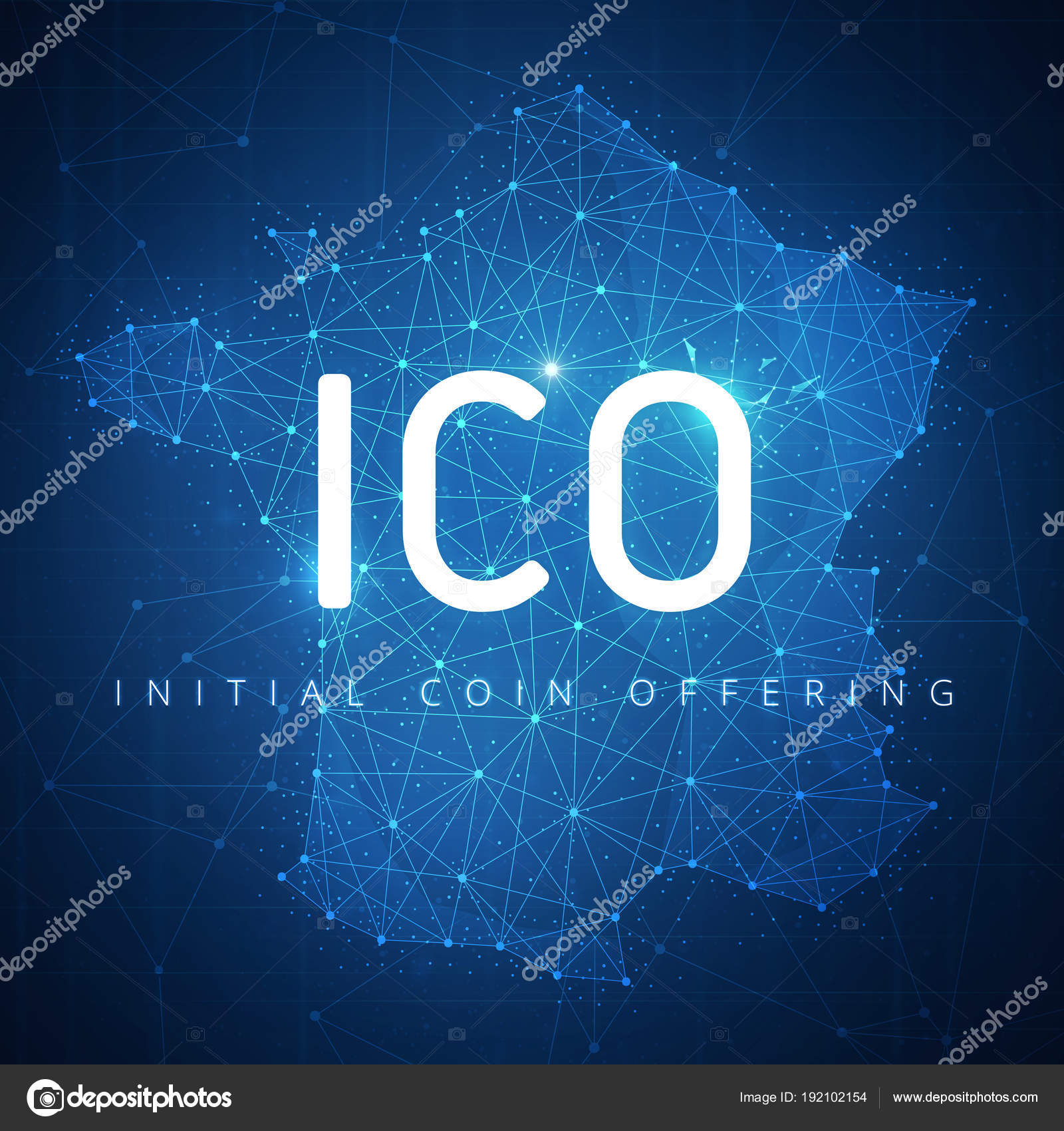 ICO initial coin offering banner with France map. — Stock Photo ...