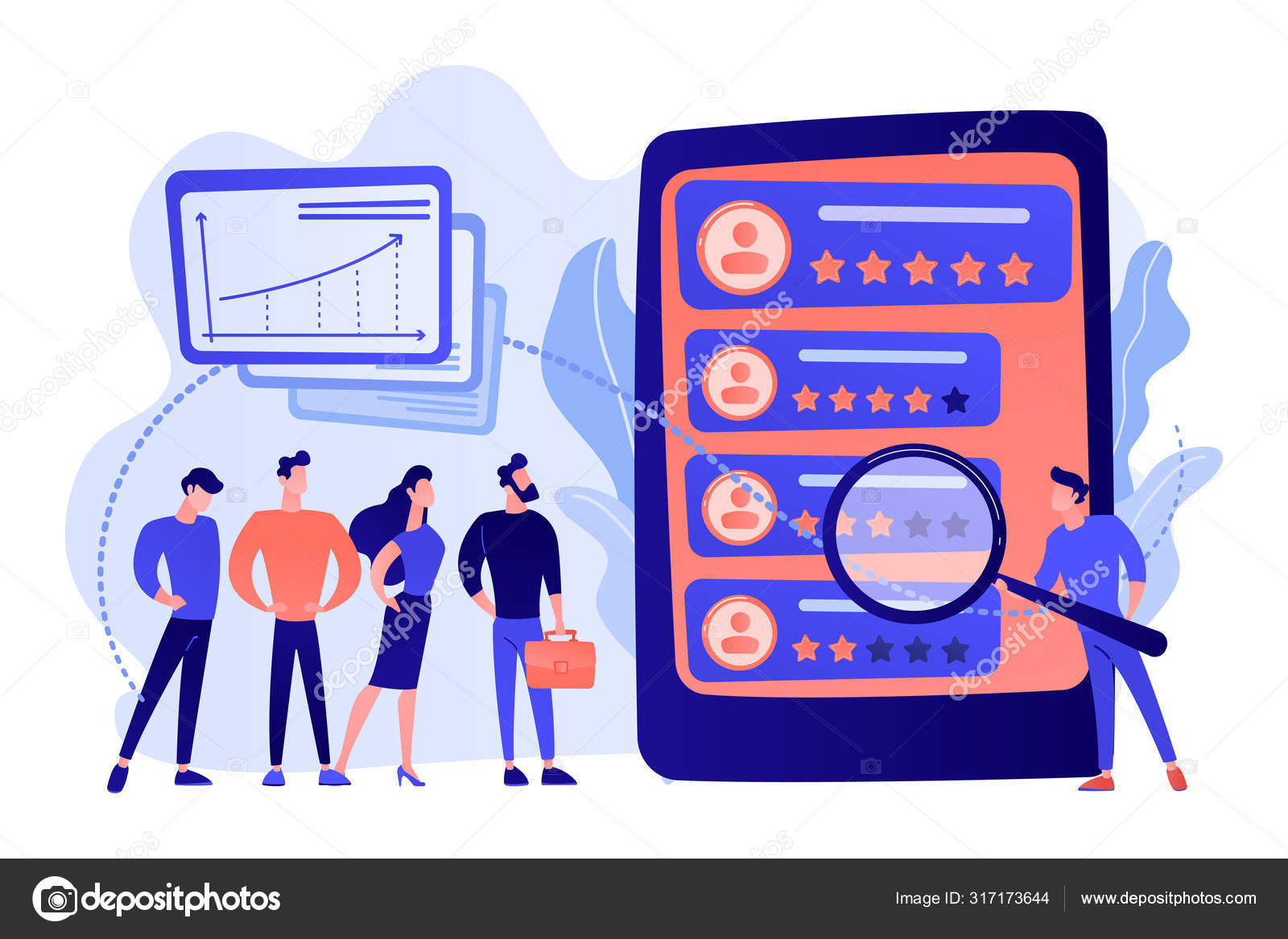 Rendimiento concepto de calificación vector ilustración . Vector de ...