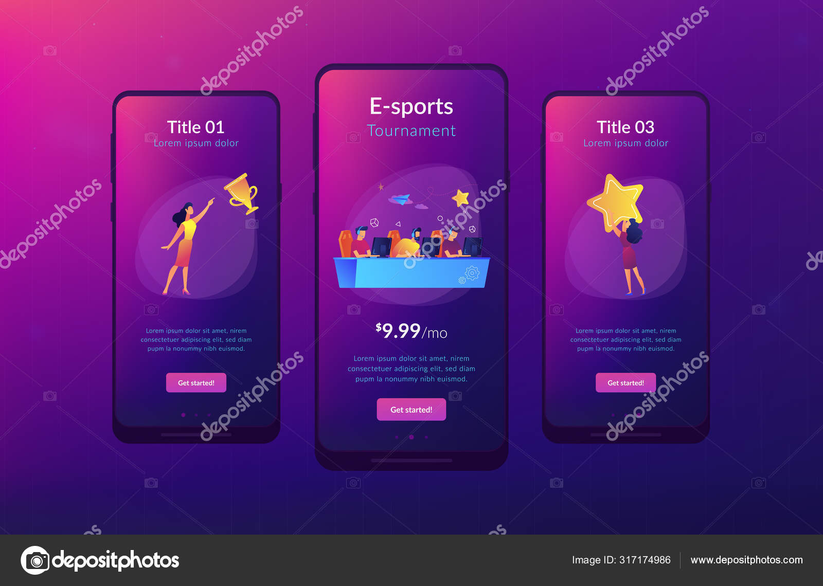 E-sport tournament app interface template. Stock Vector by ...