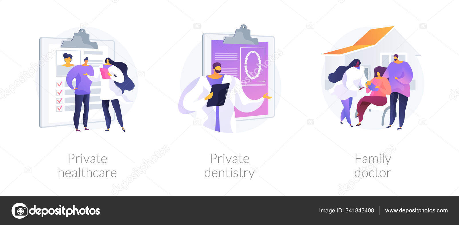 Private medical services abstract concept vector illustrations. Stock ...