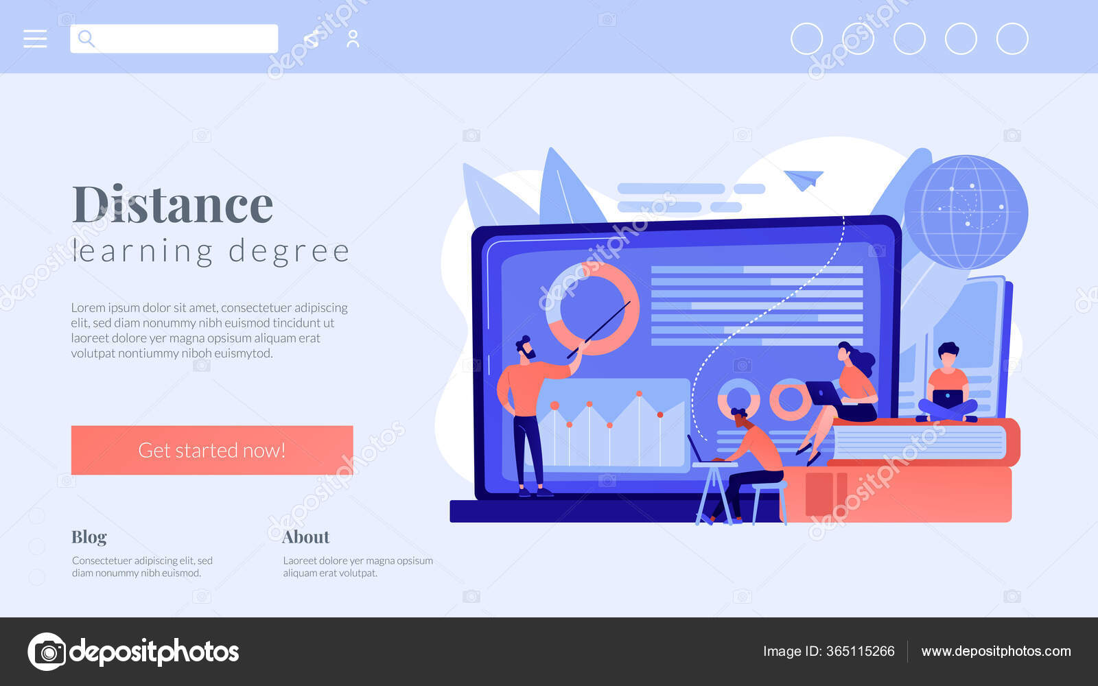 Distance learning concept landing page. — Stock Vector ...