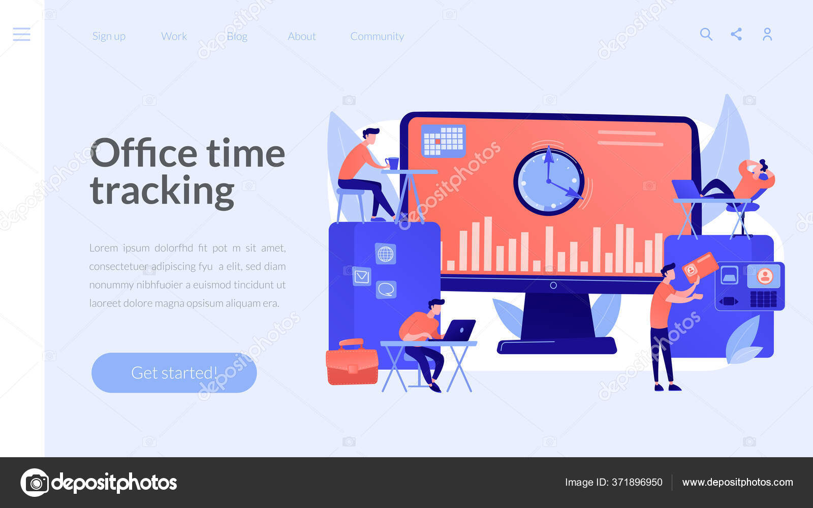 Time and attendance tracking system concept landing page Stock Vector ...