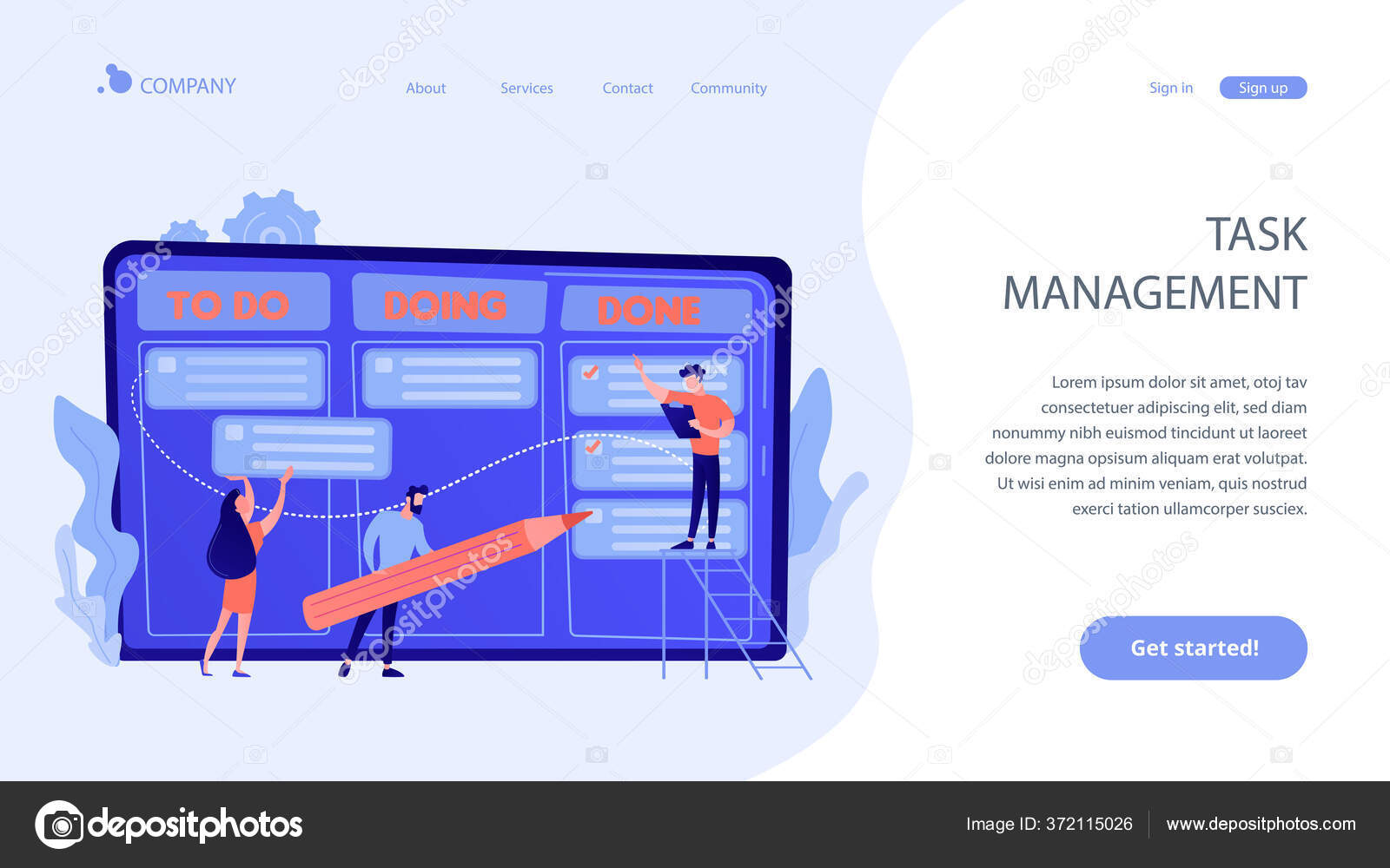 Task management concept landing page. Stock Vector Image by ...