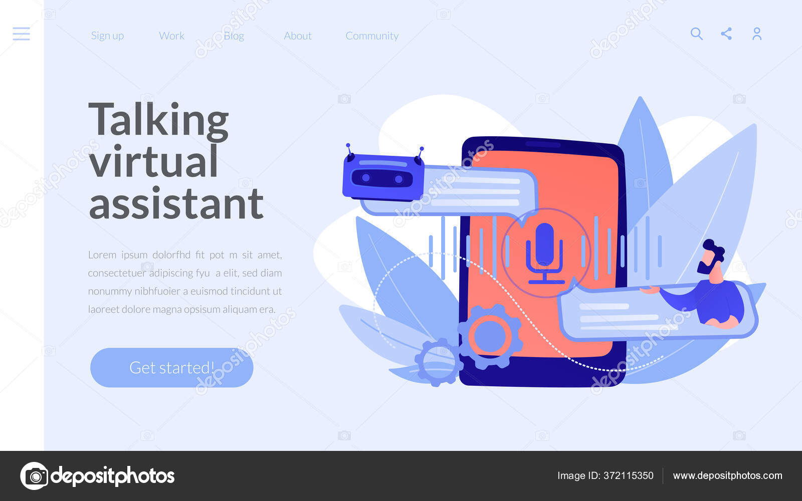 Chatbot voice controlled virtual assistantconcept landing page. Stock ...