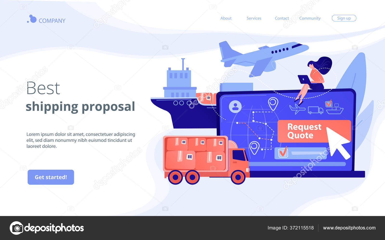 Freight quote request concept landing page Stock Illustration by ...