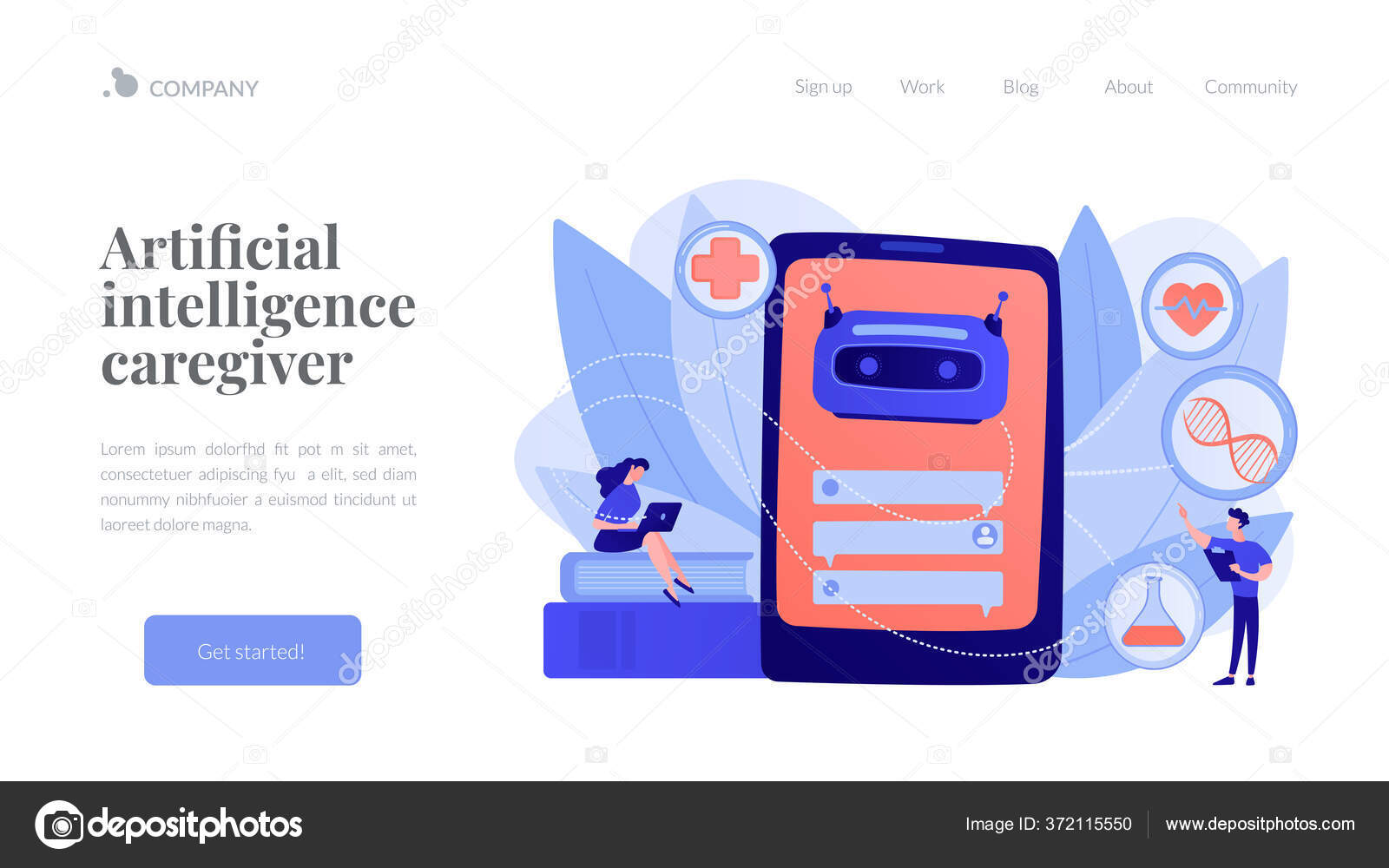 Chatbot in healthcareconcept landing page. Stock Vector Image by ...